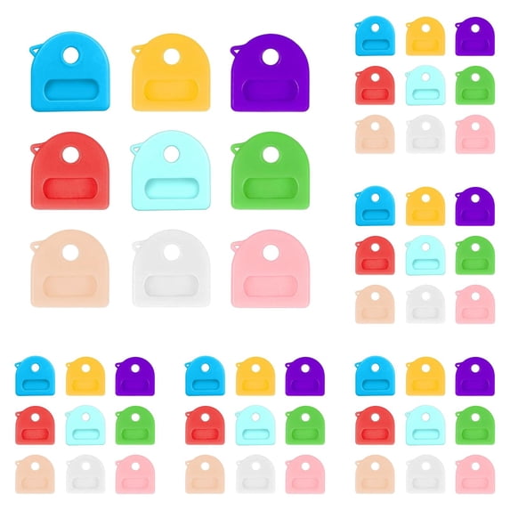 9 PCS Colored Silicone Key Covers Caps Set with Blank Printed Label ...