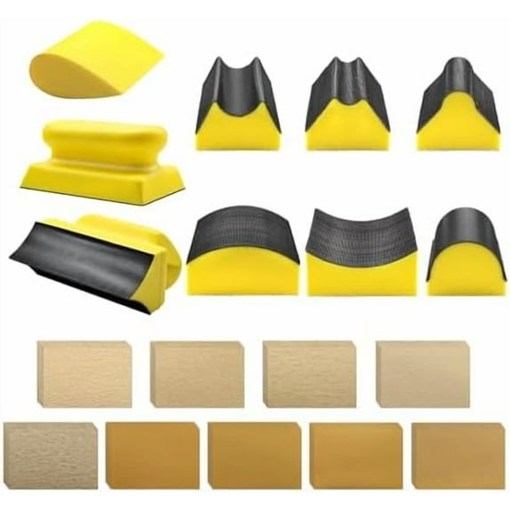 9 PCS Contoured Profile Hand Sanding Block, 4 Inch Hand Sander Block ...