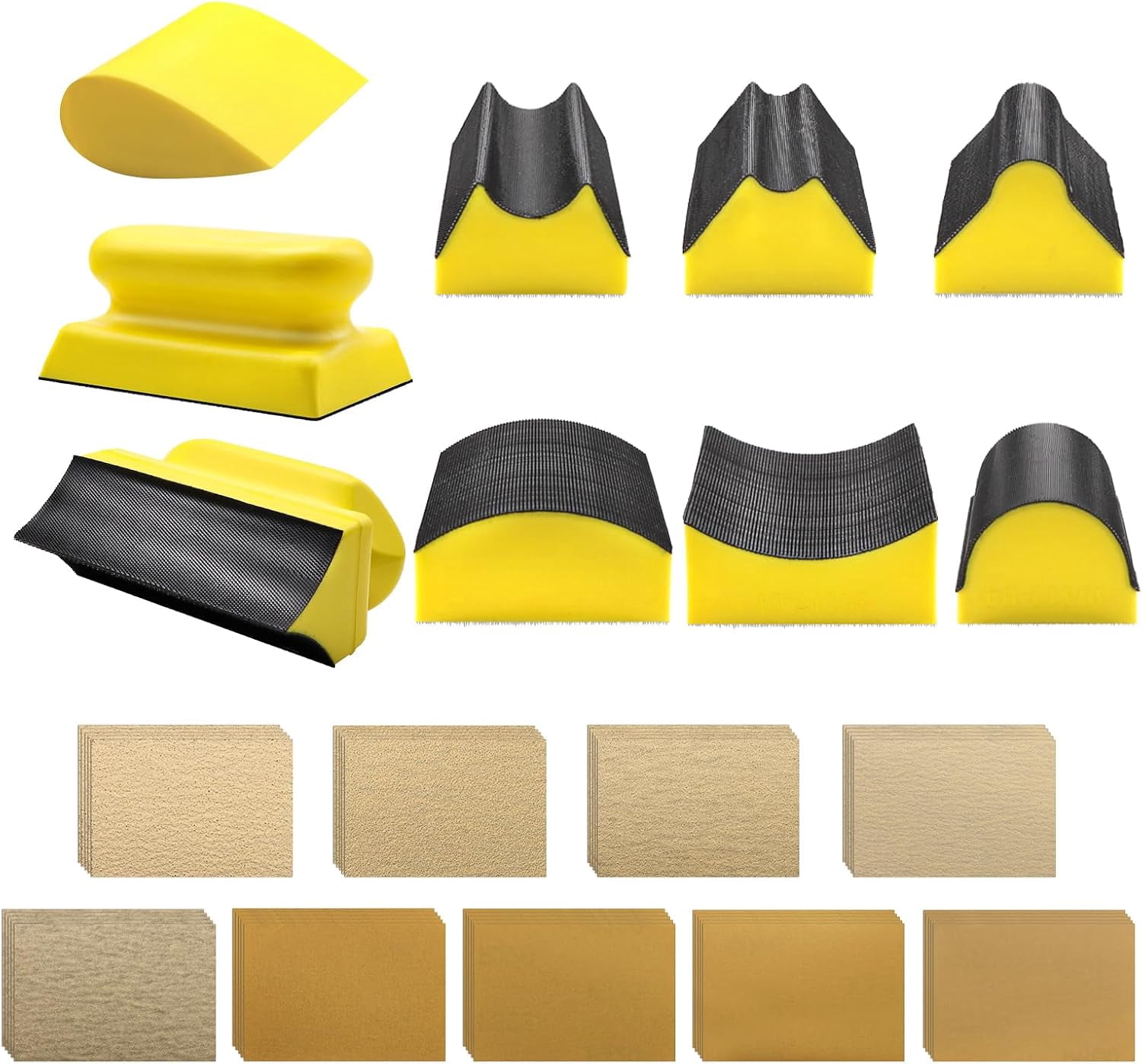 9 PCS Contoured Profile Hand Sanding Block, 4 Inch Hand Sander Block ...