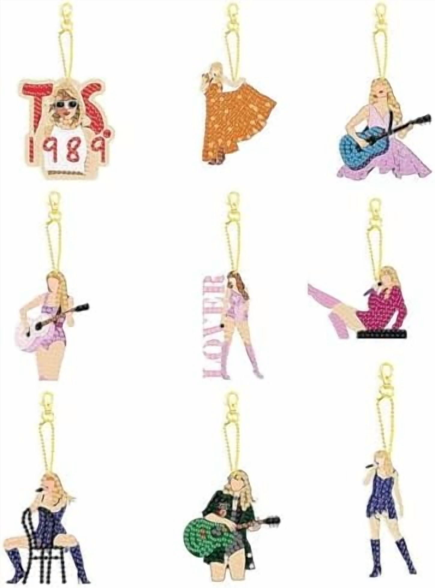 9 PCS Diamond Painting Keychains Kit Music Pop singer Diamond Art ...