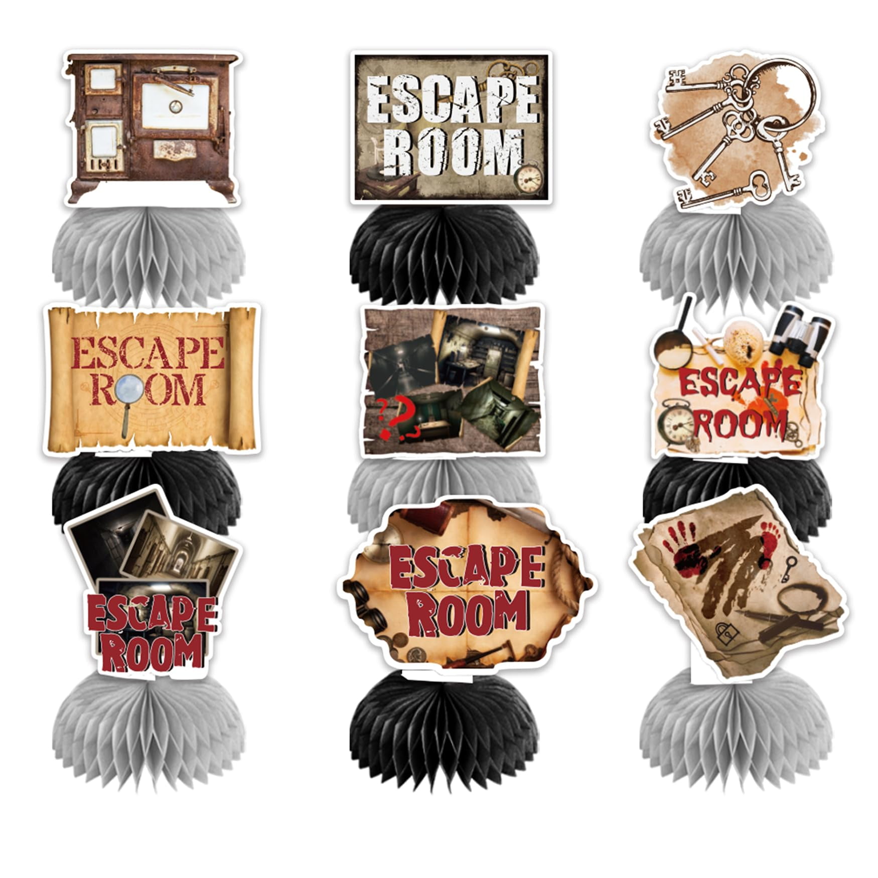 9 PCS Escape Room Honeycomb Centerpieces Table Decorations Escape Room ...