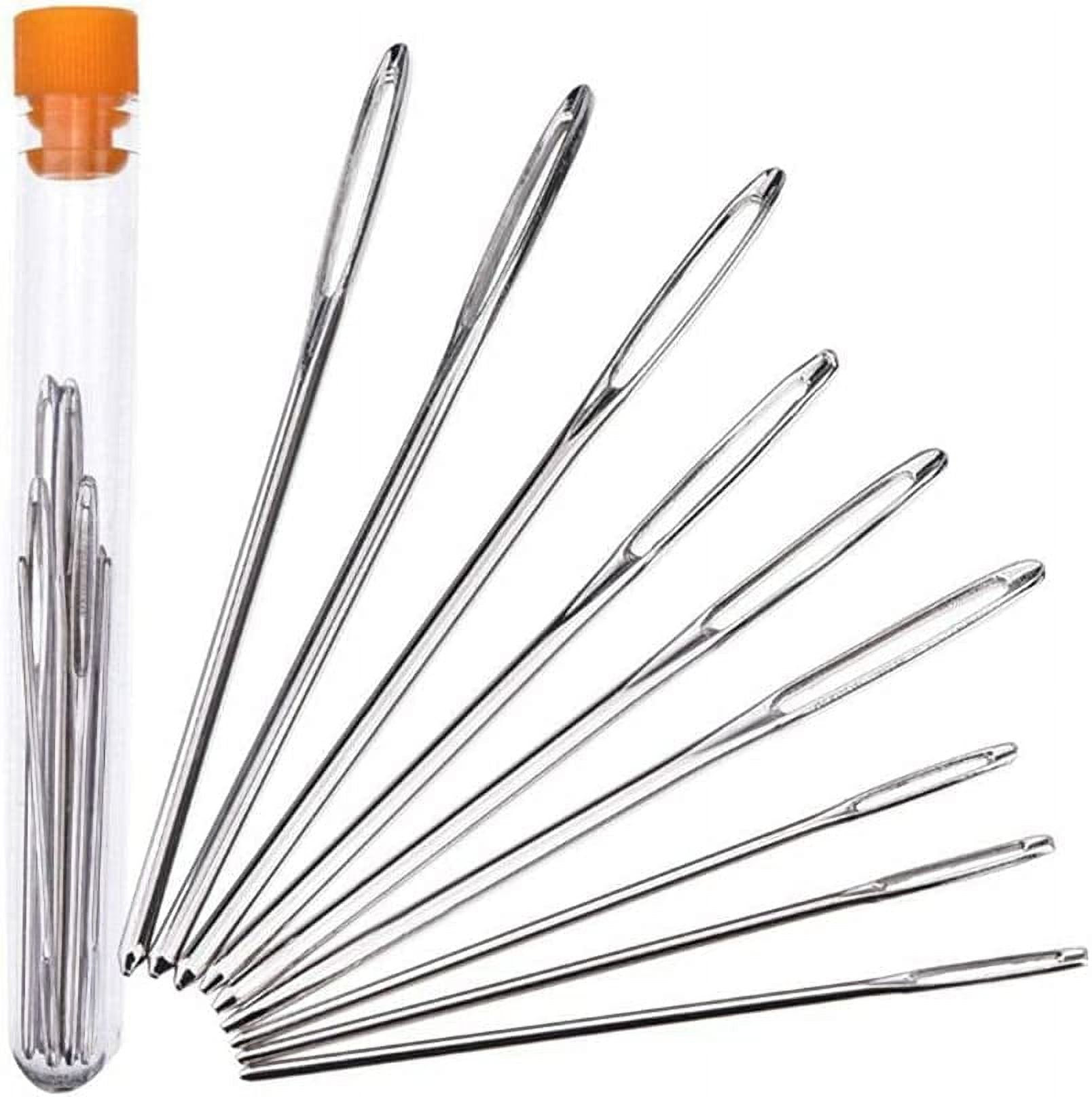 9 PCS Large Eye Blunt Sewing Needles with Plastic Bottle Cross Stitch ...