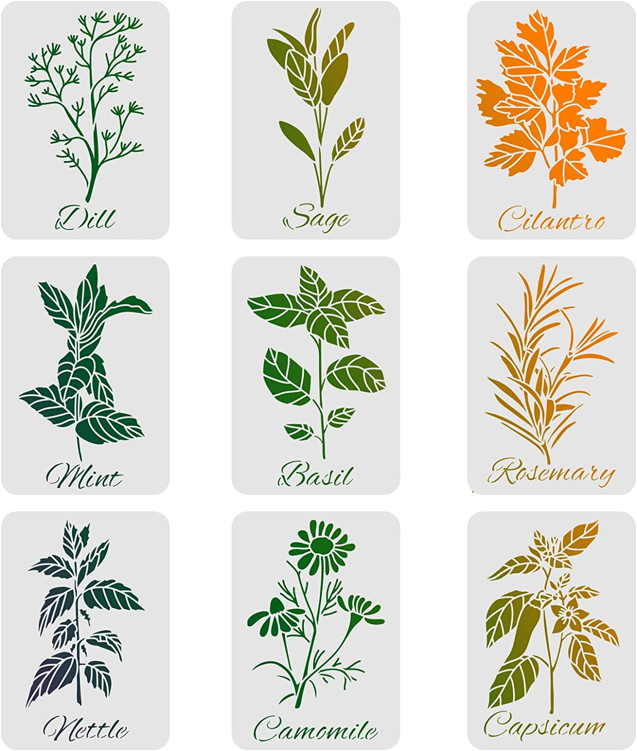 9 PCS Leaf Stencils Template 11.7x8.3 inch Plastic Plant Drawing ...