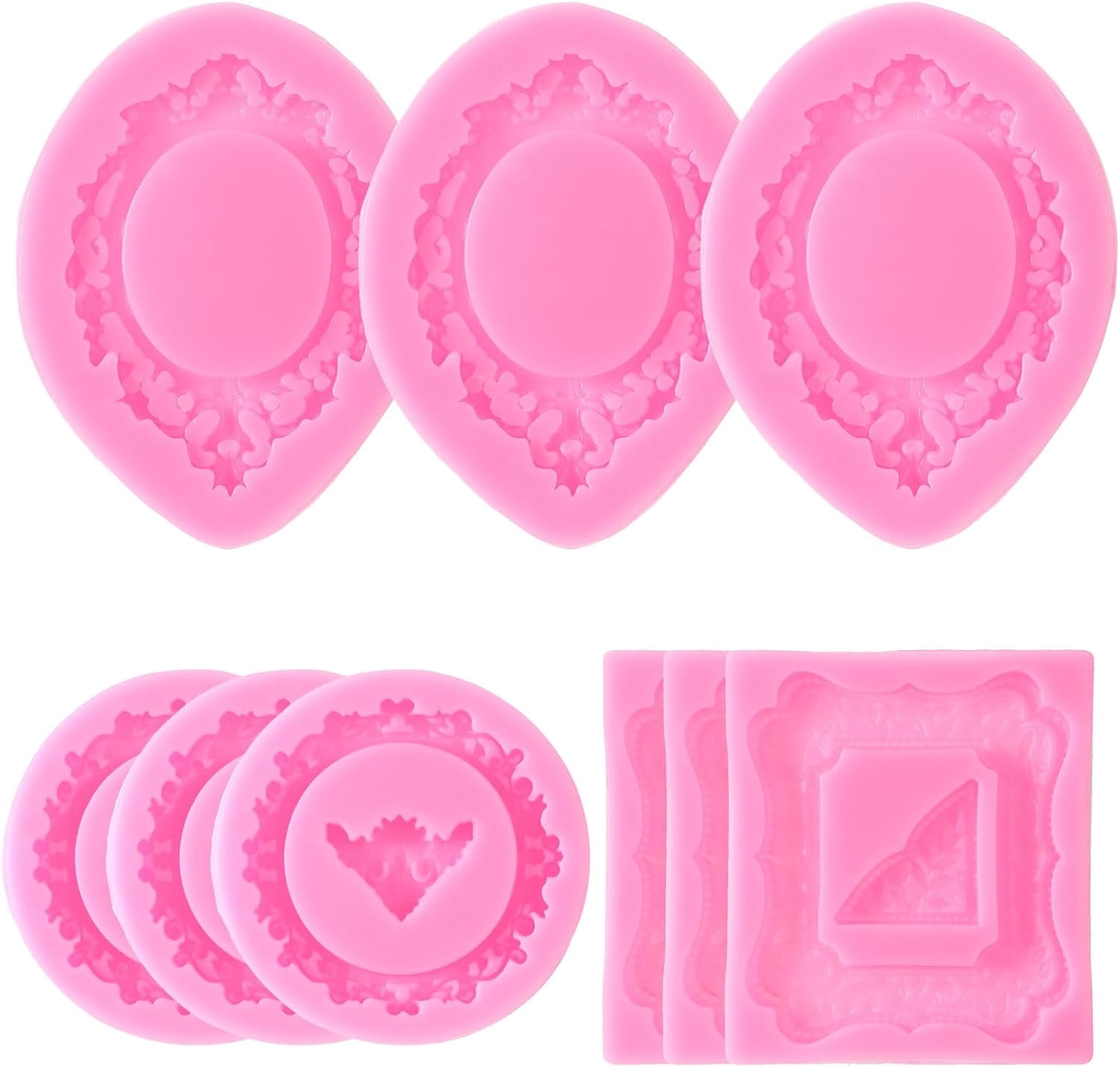 9 PCS Photo Frame Silicone Molds, Vintage Picture Photo Frames Fondant ...