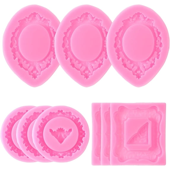 9 PCS Photo Frame Silicone Molds, Vintage Picture Photo Frames Fondant ...