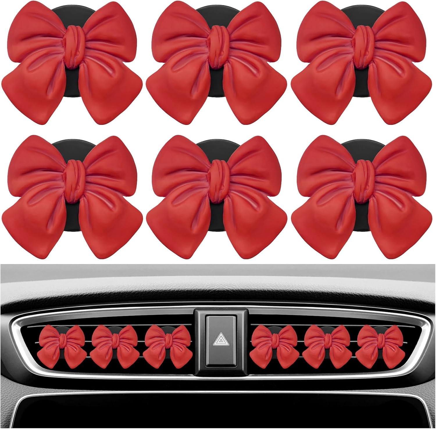 9 PCS Pink Bow Car Air Freshener, Automotive Cute Pink Bow Air Outlet ...