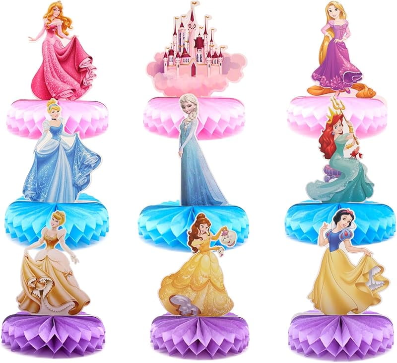 9 PCS Princess Party Honeycomb Centerpieces Decorations, Party Table ...