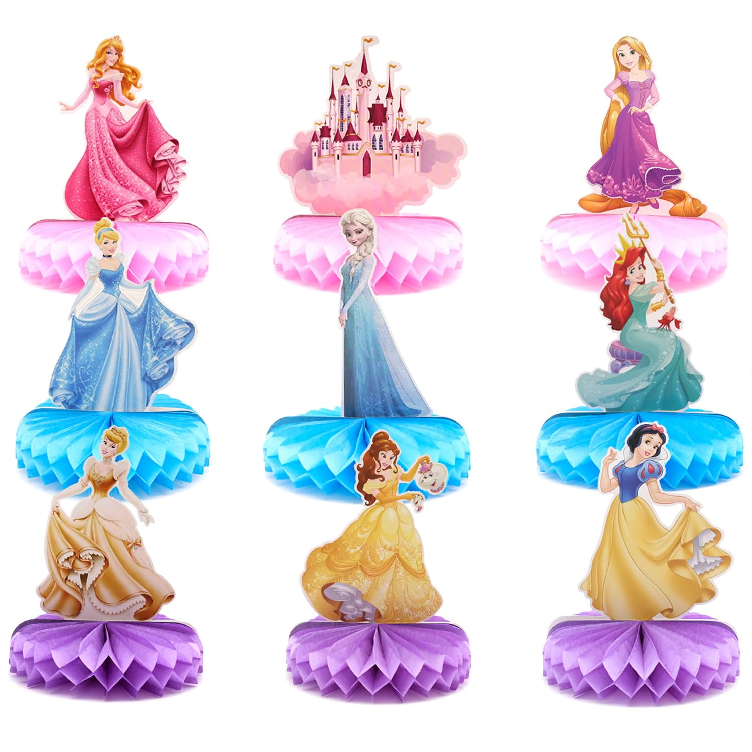 9 PCS Princess SCH4 Party Honeycomb Centerpieces Decorations, Party ...