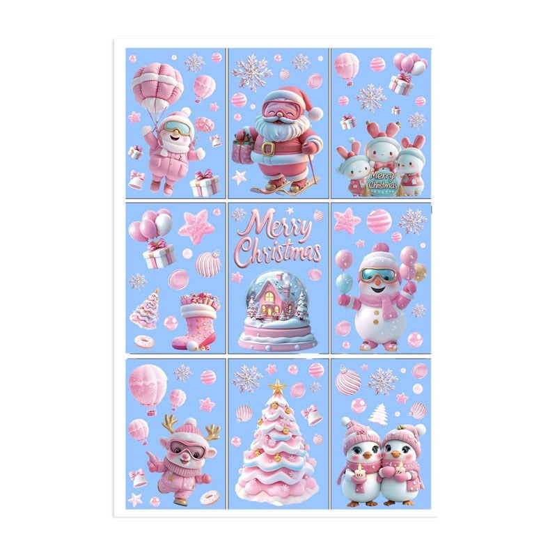 9 PCS Set - Amazing 3D Christmas Stickers for Window -Christmas Window ...