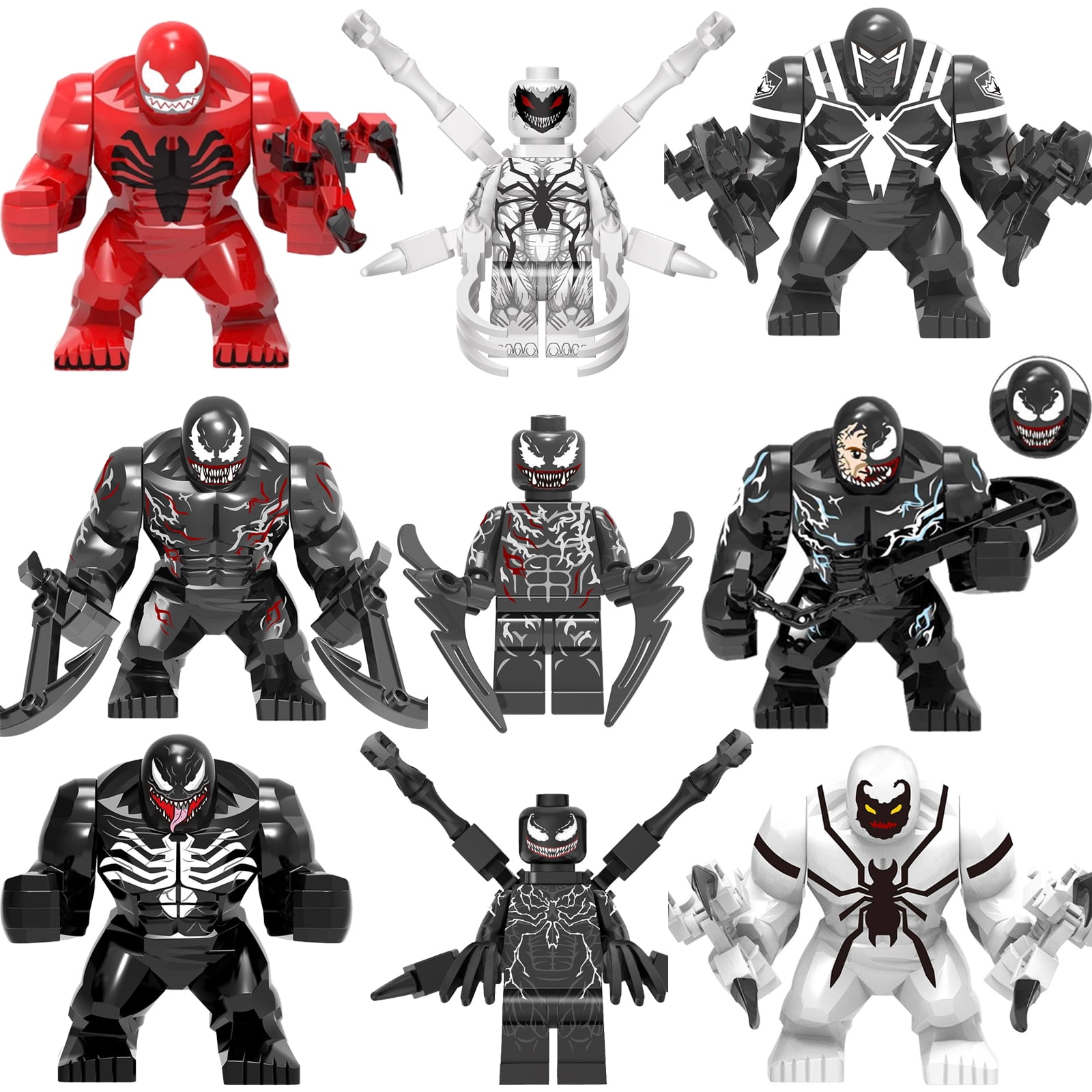 9 PCS Venom Minifigures Carnage Riot Action Figures Building Blocks ...