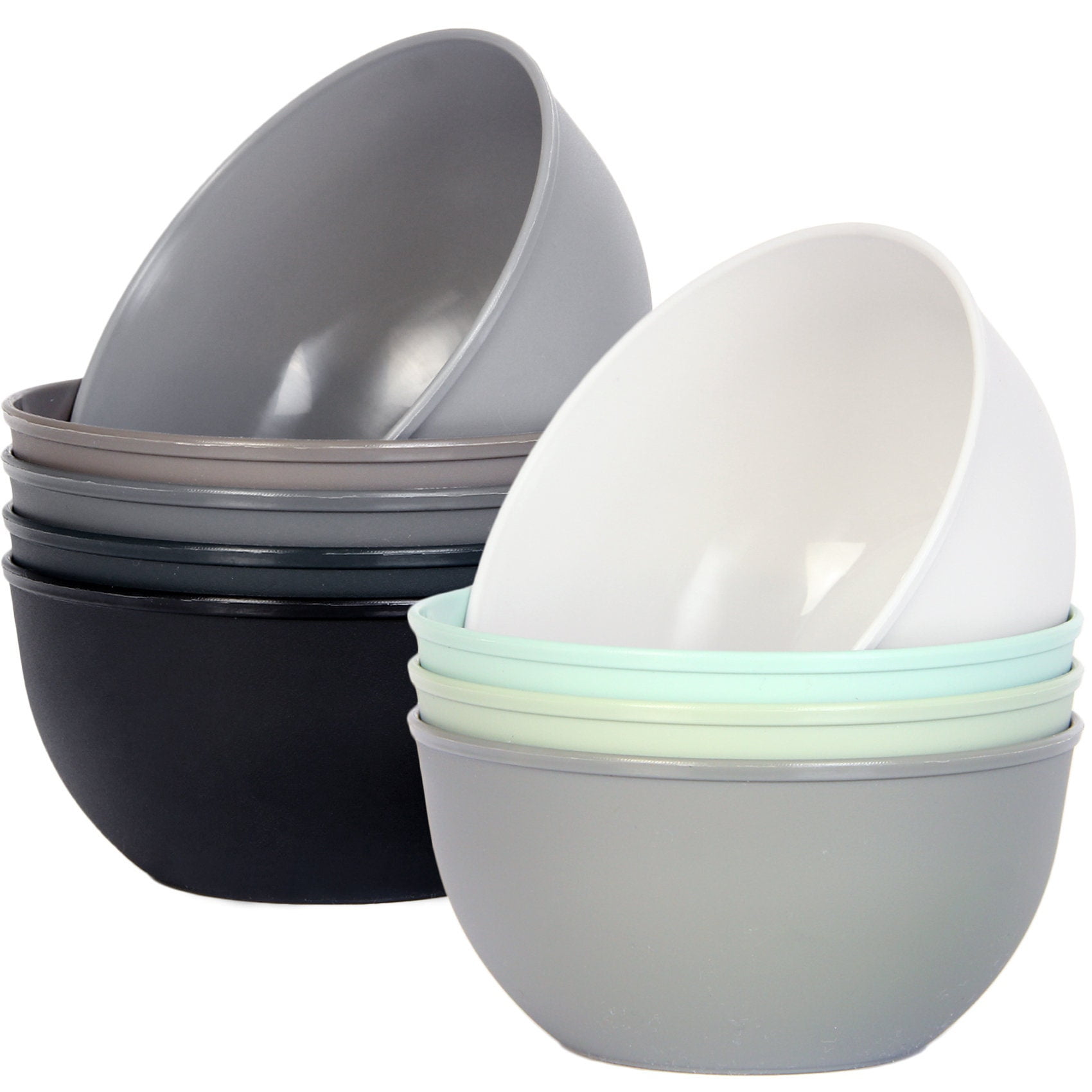 9 Pack 10 Ounce Plastic Bowls, Kids Plastic Bowls, Set of 9 (9 Urban ...