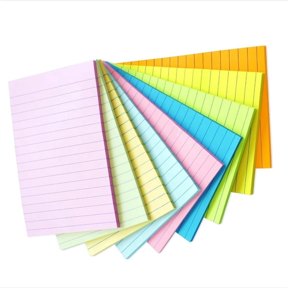 9 Pack 4" × 6" Lined Sticky Notes – 9 Vibrant Pastel Colors, Premium ...