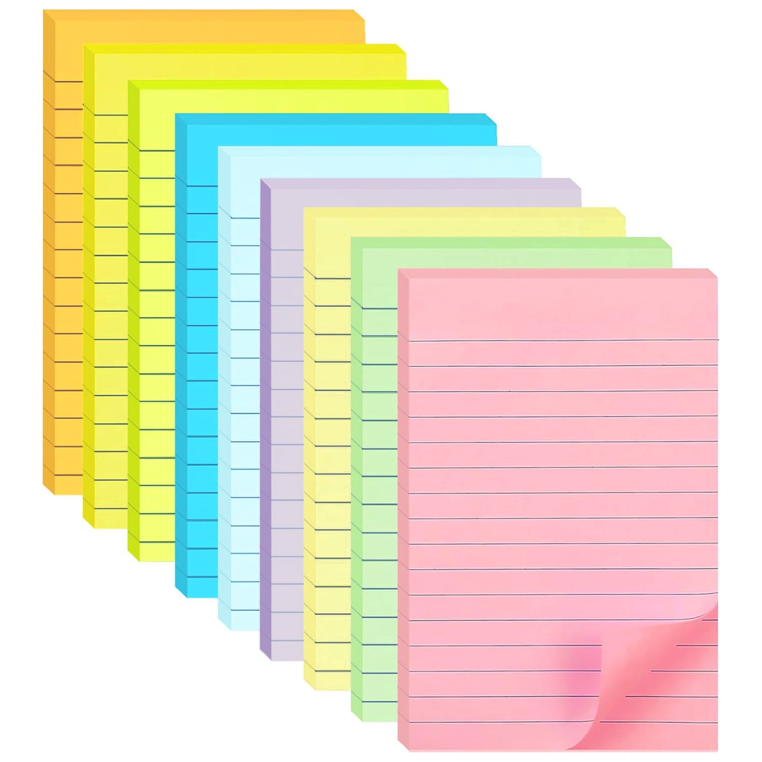 9 Pack 450 Sheets Lined Sticky Notes 4x6, Colorful Large Sticky ...