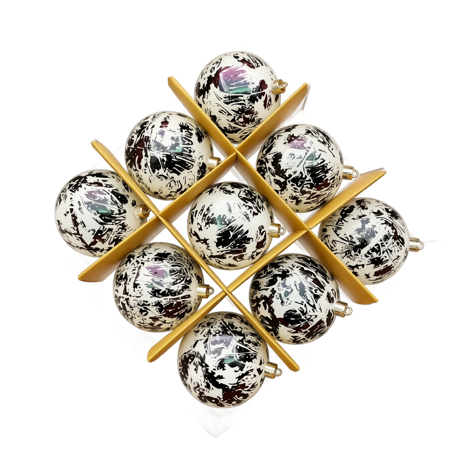 9 Pack 8cm Black Water Ink Christmas Ornaments, Shatterproof Plastic ...