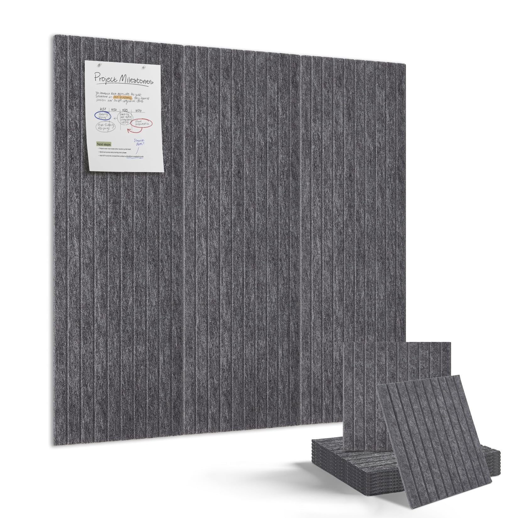 9 Pack Acoustic Felt Bulletin Boards, 11.8×11.8" Soundproof Wall Tiles ...