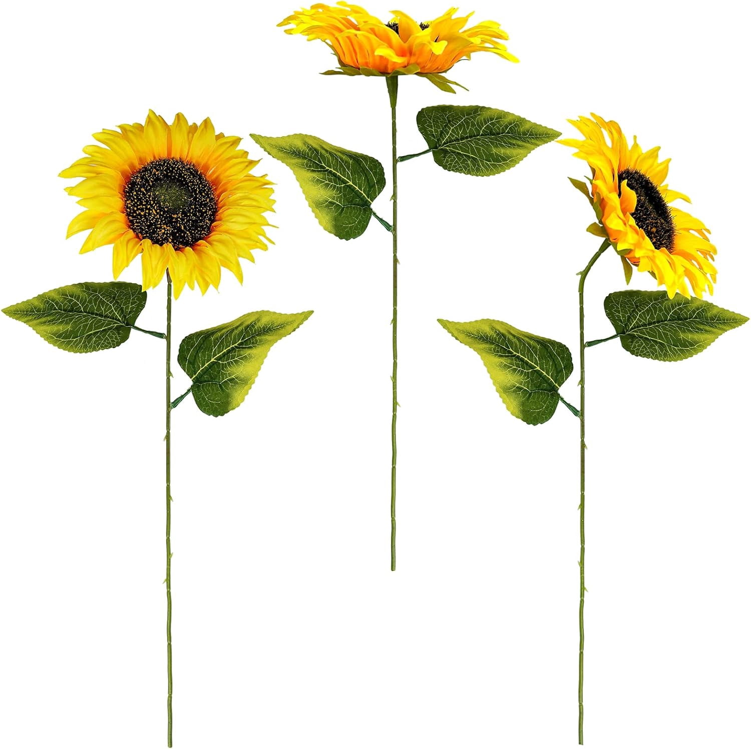 9-Pack Artificial Sunflower Bouquets, Fake Sunflowers with 19.7" Stems ...