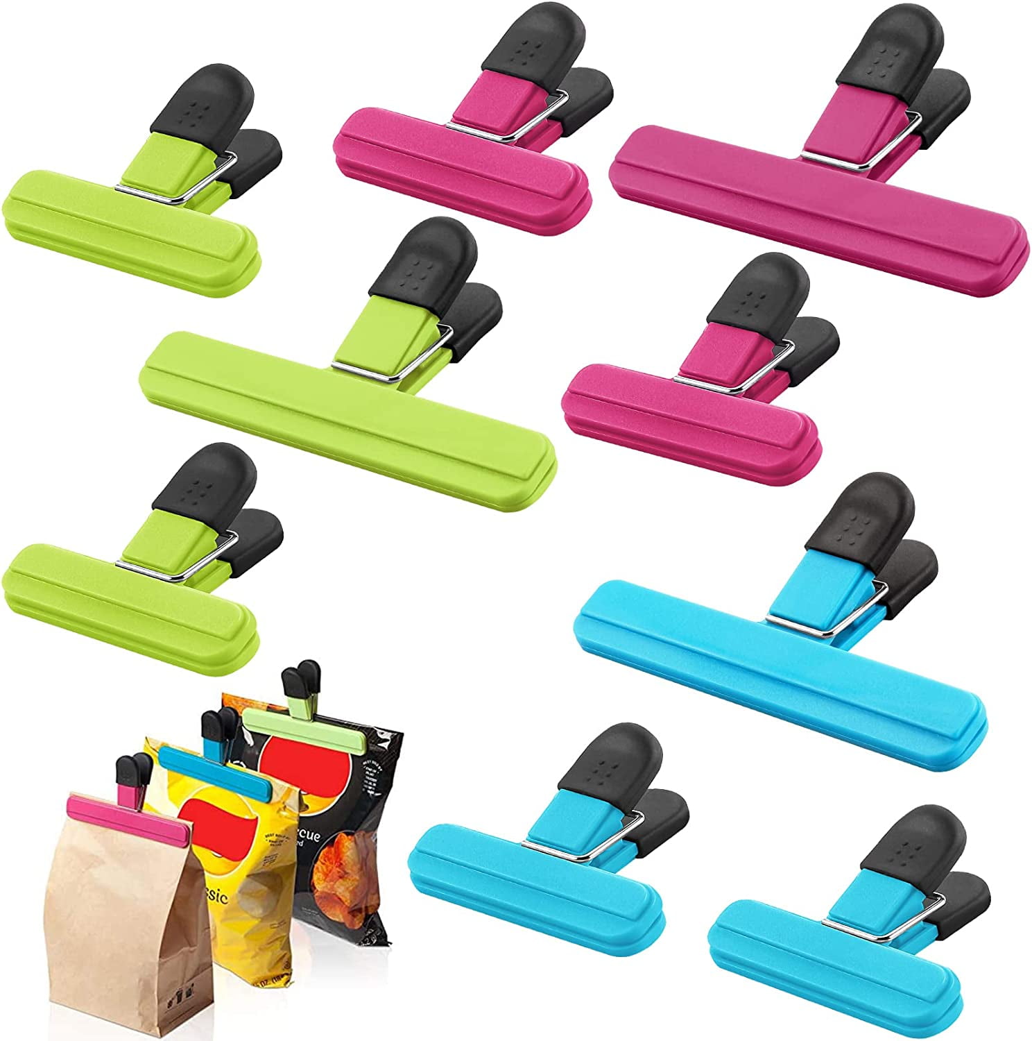 9 Pack Bag Sealer - Reusable Food Clips, Chip Bag Clips for Food ...