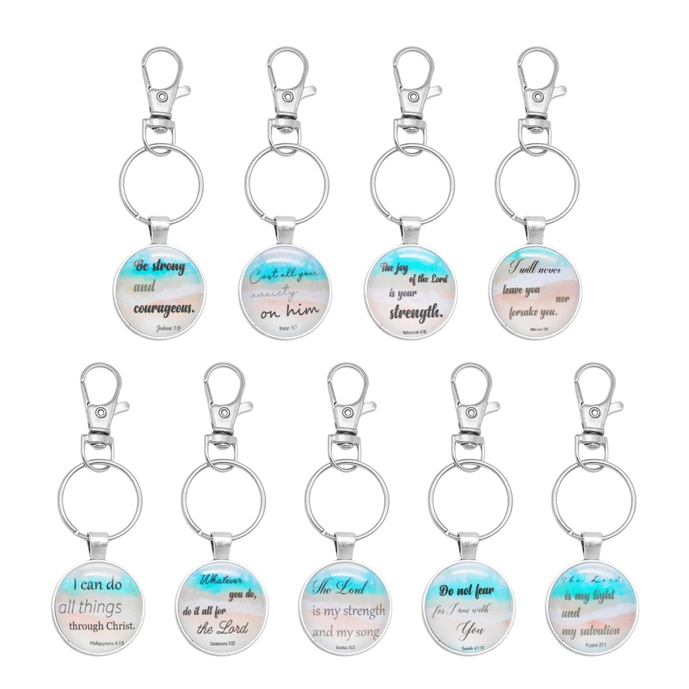 9-Pack Bible Verse Keychain Charms with Lobster Clasps Setting Glass ...