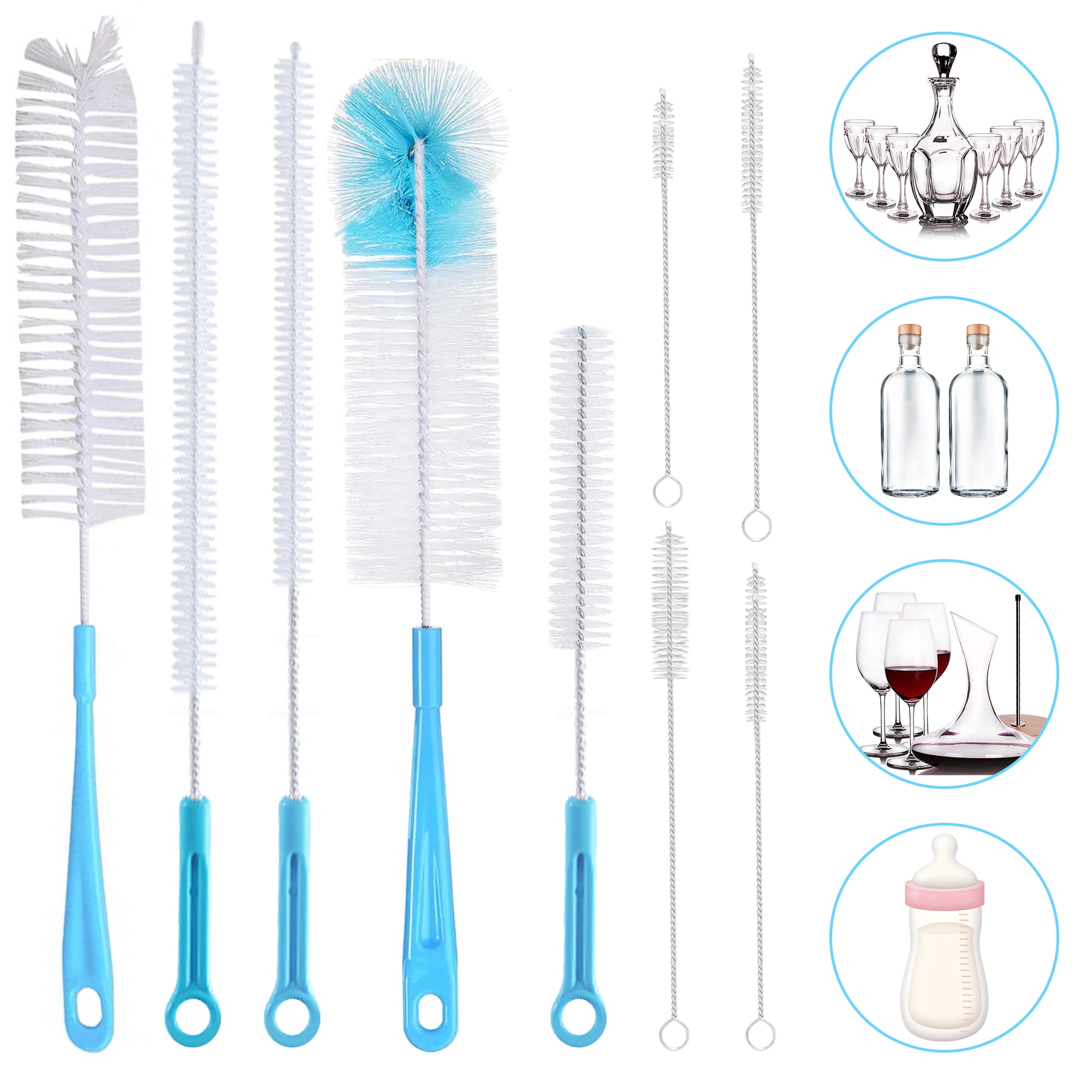 9 Pack Bottle Brushes for Cleaning Set, Bottle Brush Set Plastic Straw ...