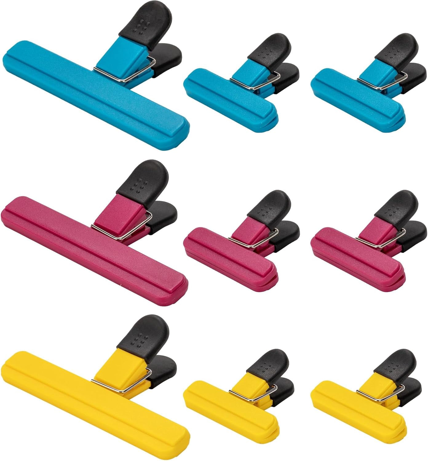 9 Pack Chip Bag Clips,Assorted Sizes Colors Food Bag Clips, Paper Clips ...