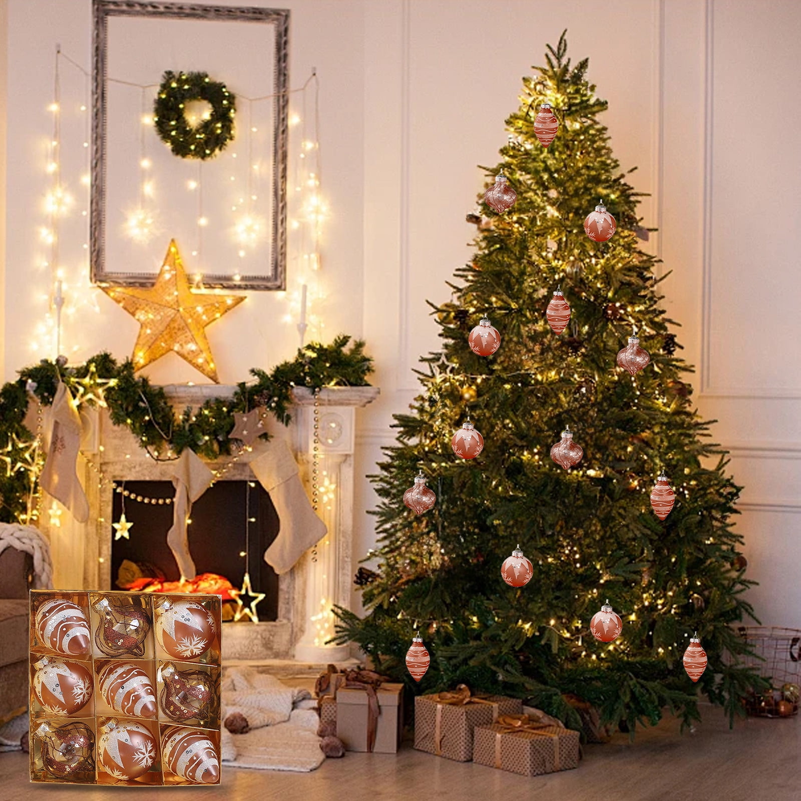 9-Pack Christmas Balls Decorations - Easy-Hang Loops for Christmas ...