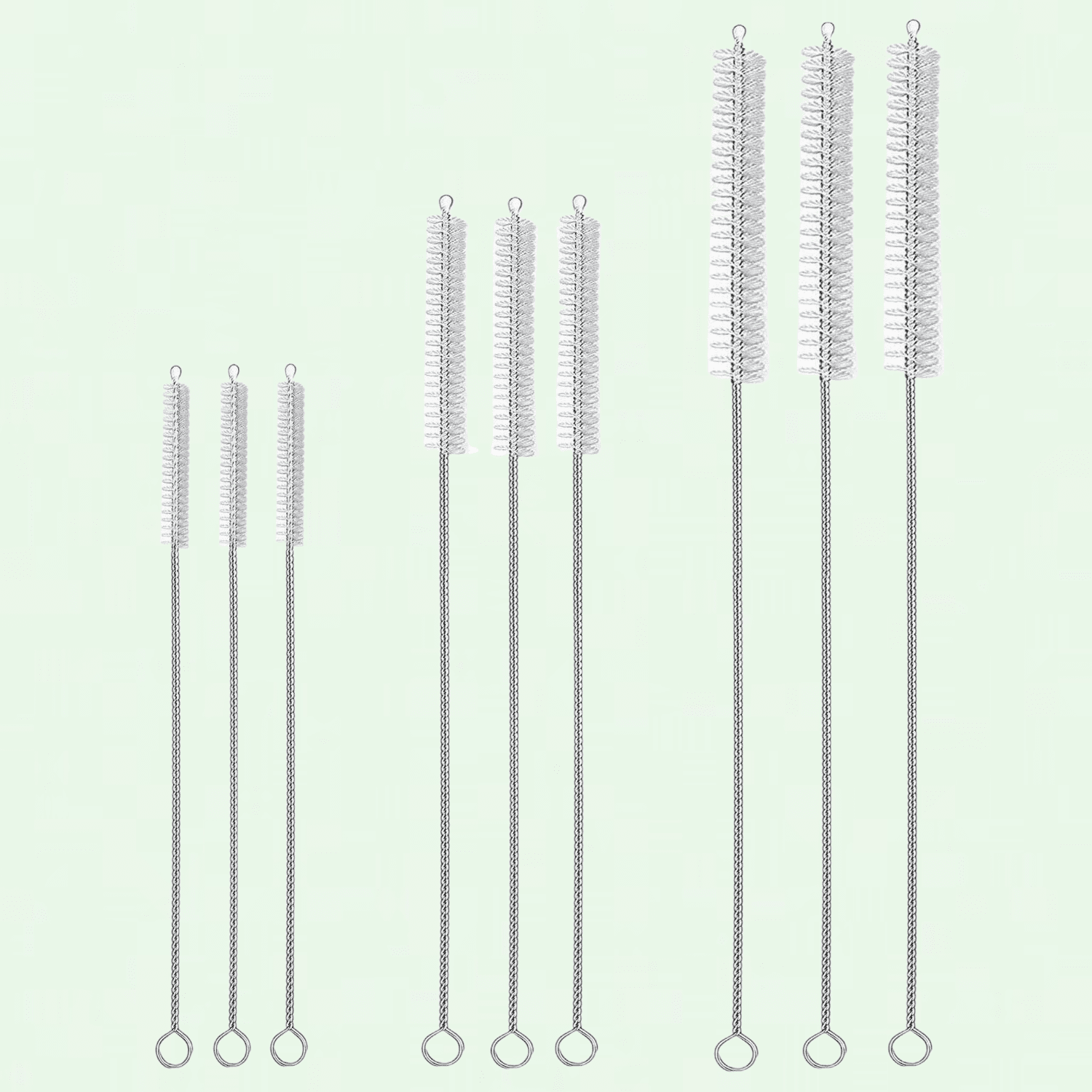 9-Pack Cleaner Straw Brush Set, 3 Sizes (12" 10" 8"), Stainless Steel ...