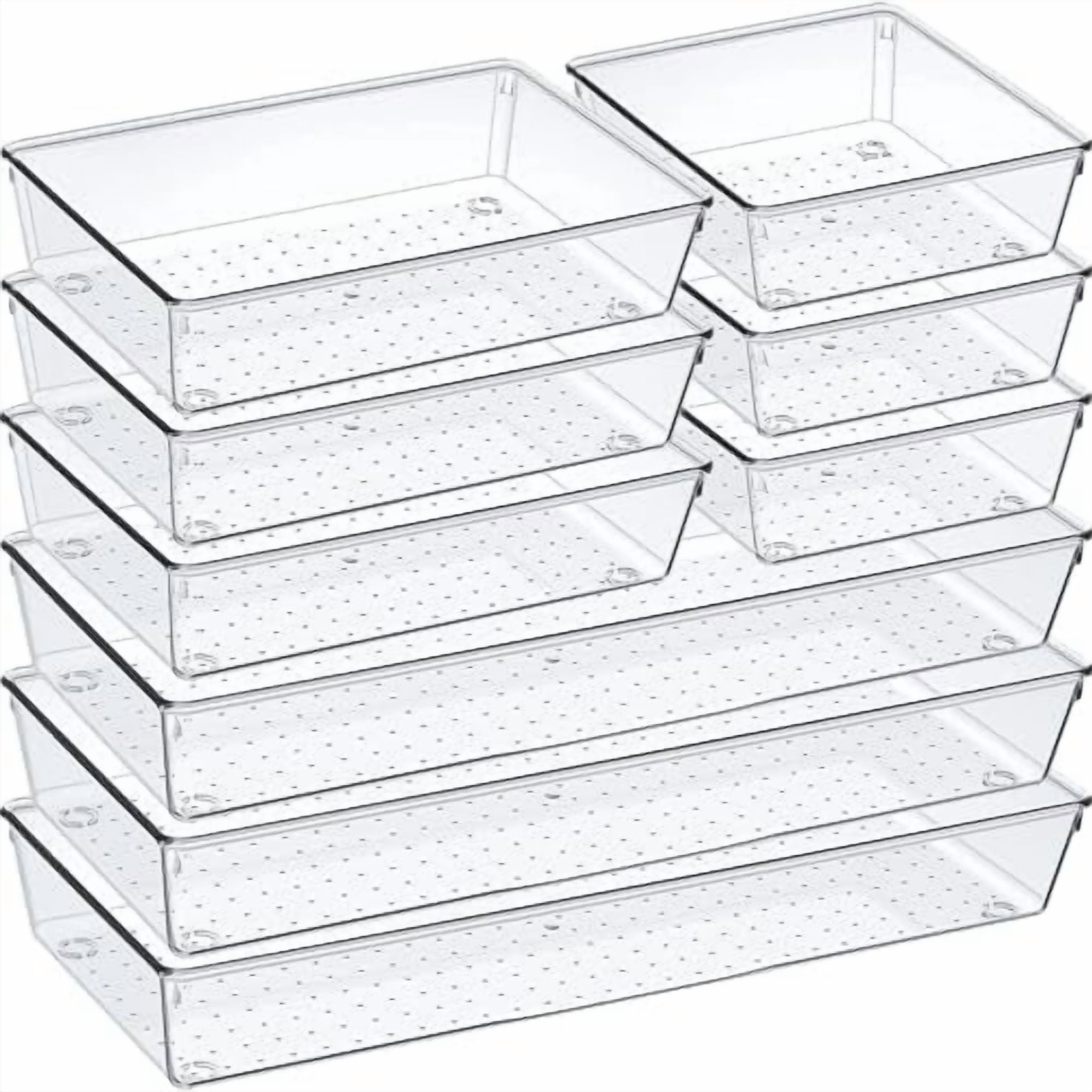 9 Pack Clear Plastic Drawer Organizer Set, Acrylic Non Slip Non ...