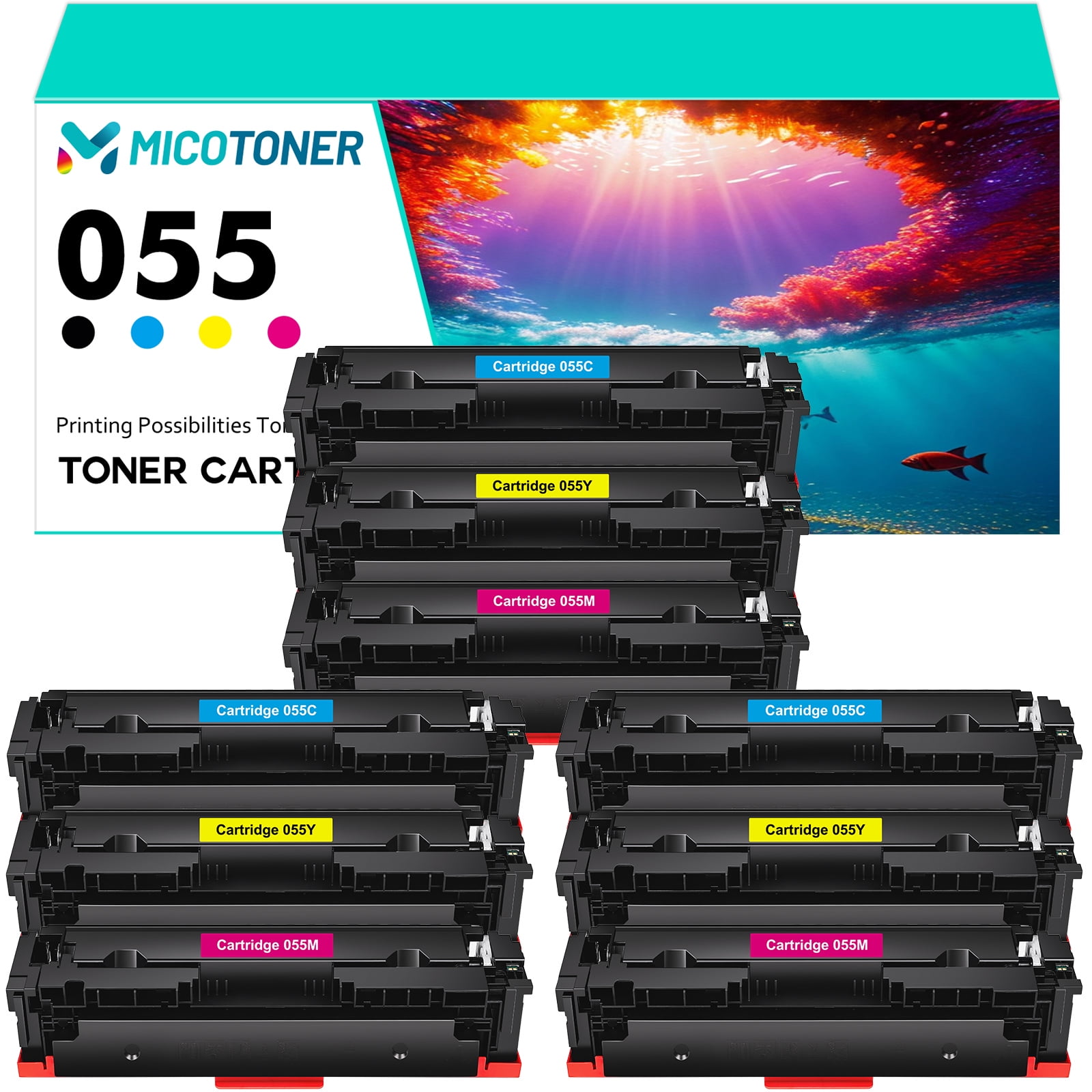 9-Pack Compatible Toner Cartridge with Chip for Canon 055 imageCLASS ...