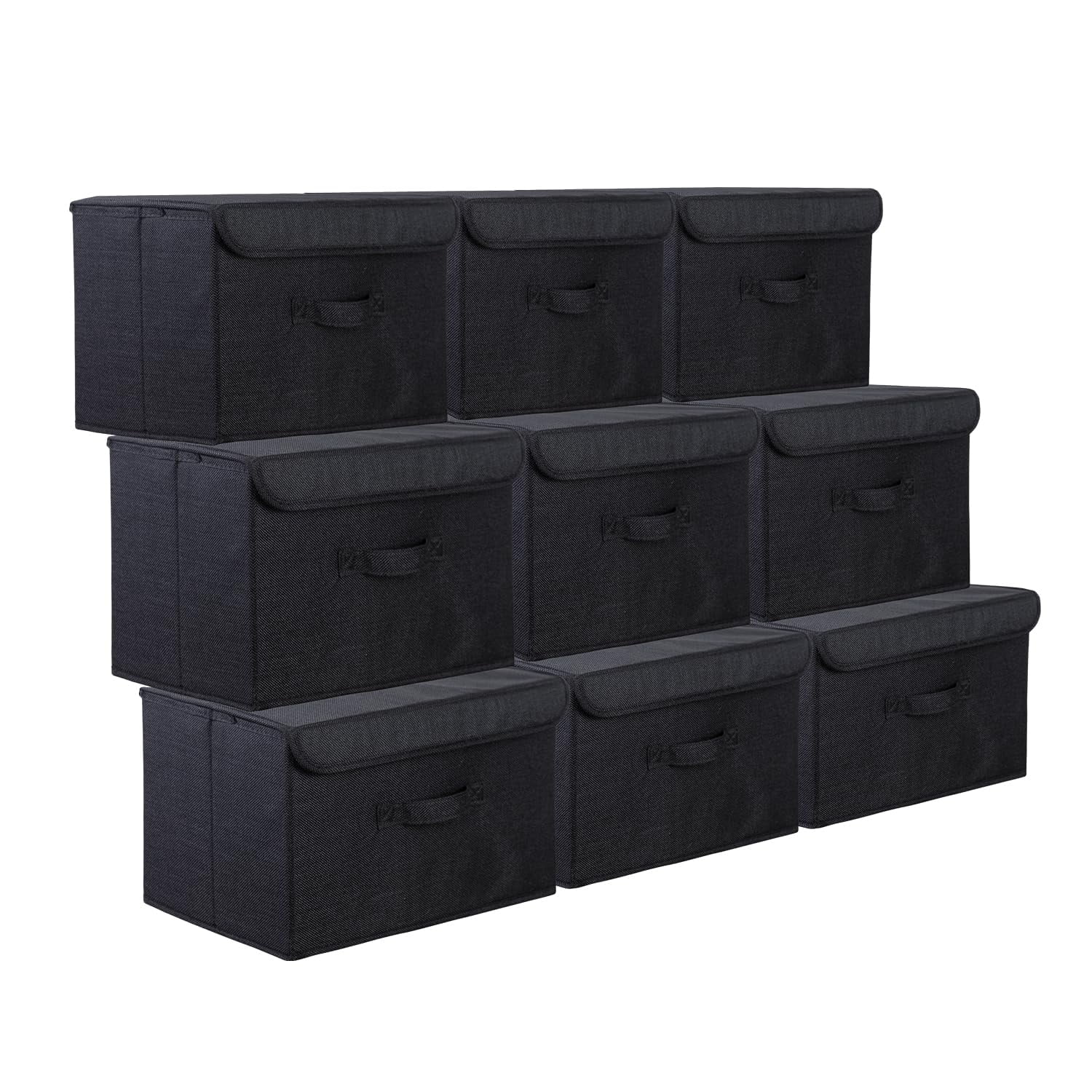 9 Pack Decorative Storage Bins Containers & Fabric Bins with Lids ...