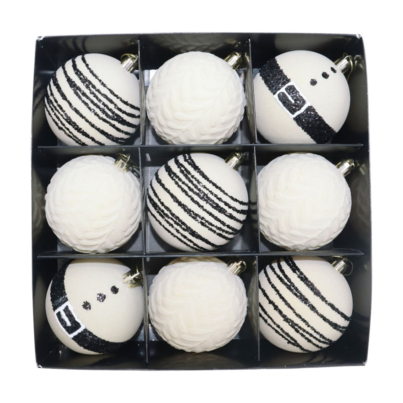 9 Pack Diamond Flocking Christmas Balls, Lightweight Shatter Resistant ...