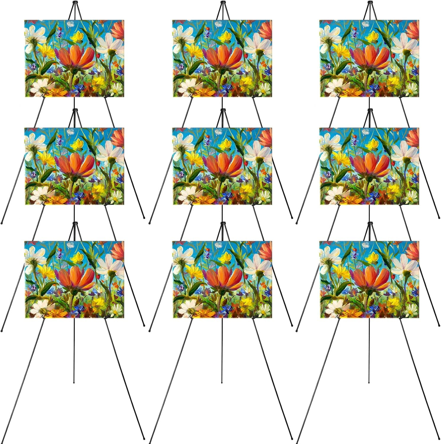9 Pack Display Easel 63" Portable Painting Stand - Folding Lightweight ...