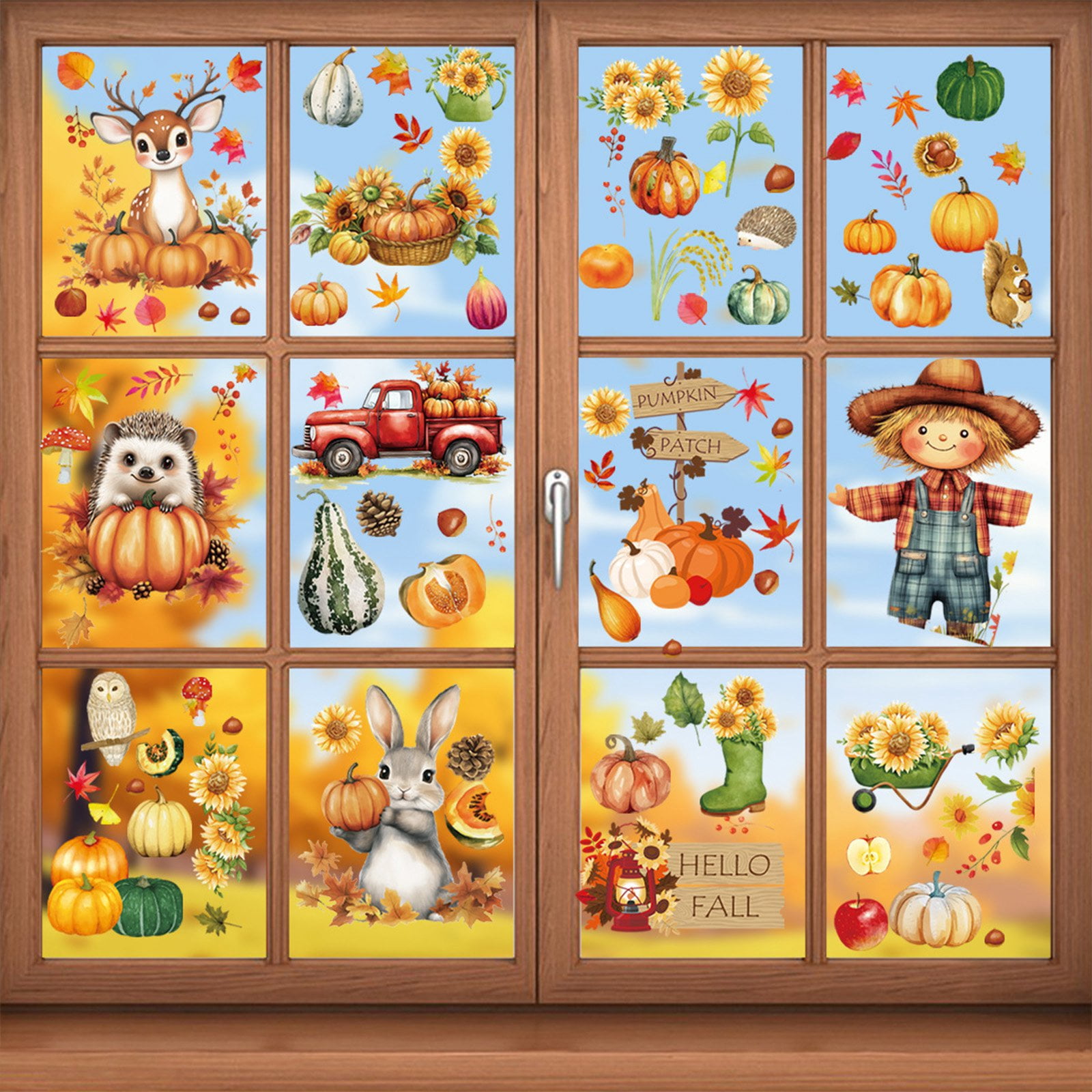 9-Pack Double-Sided Window Decals With Thanksgiving Independence Day ...