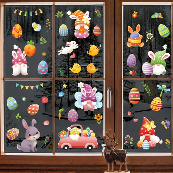 9-Pack Easter Window Decals - 30x20cm Static Cling Stickers, Removable ...