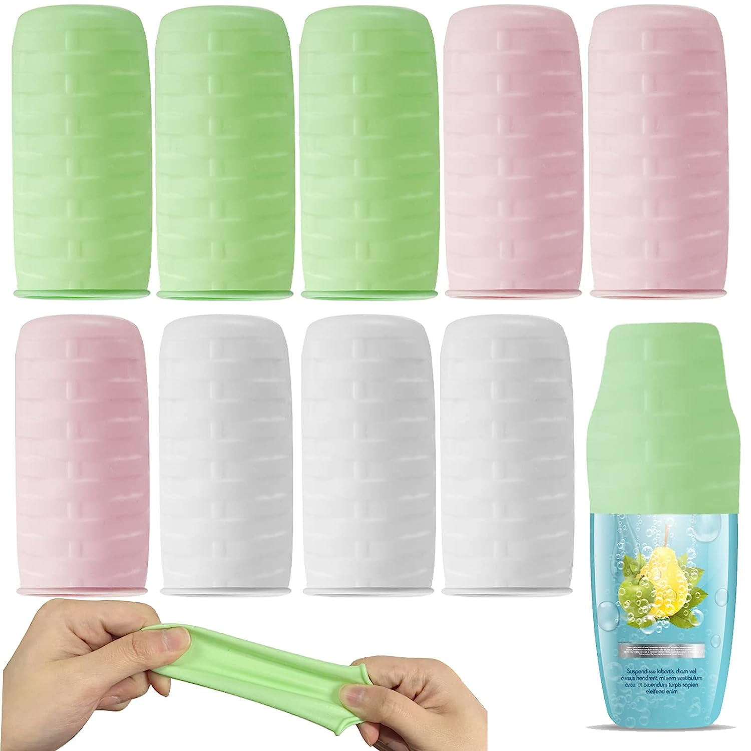 9 Pack Elastic Sleeves for Leak Proofing Travel Silicone Travel Bottle ...