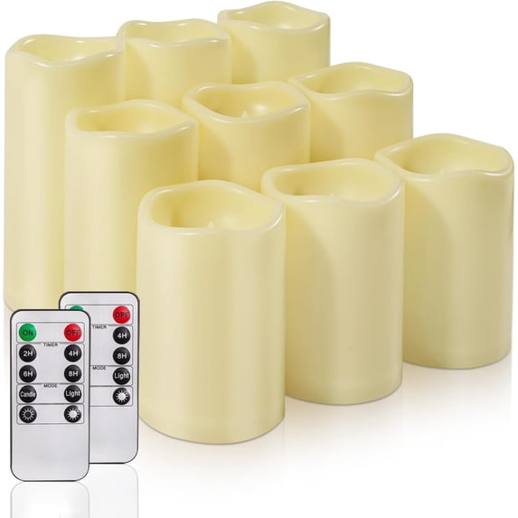 9 Pack Flameless Candles, Outdoor Waterproof, Battery Operated LED ...