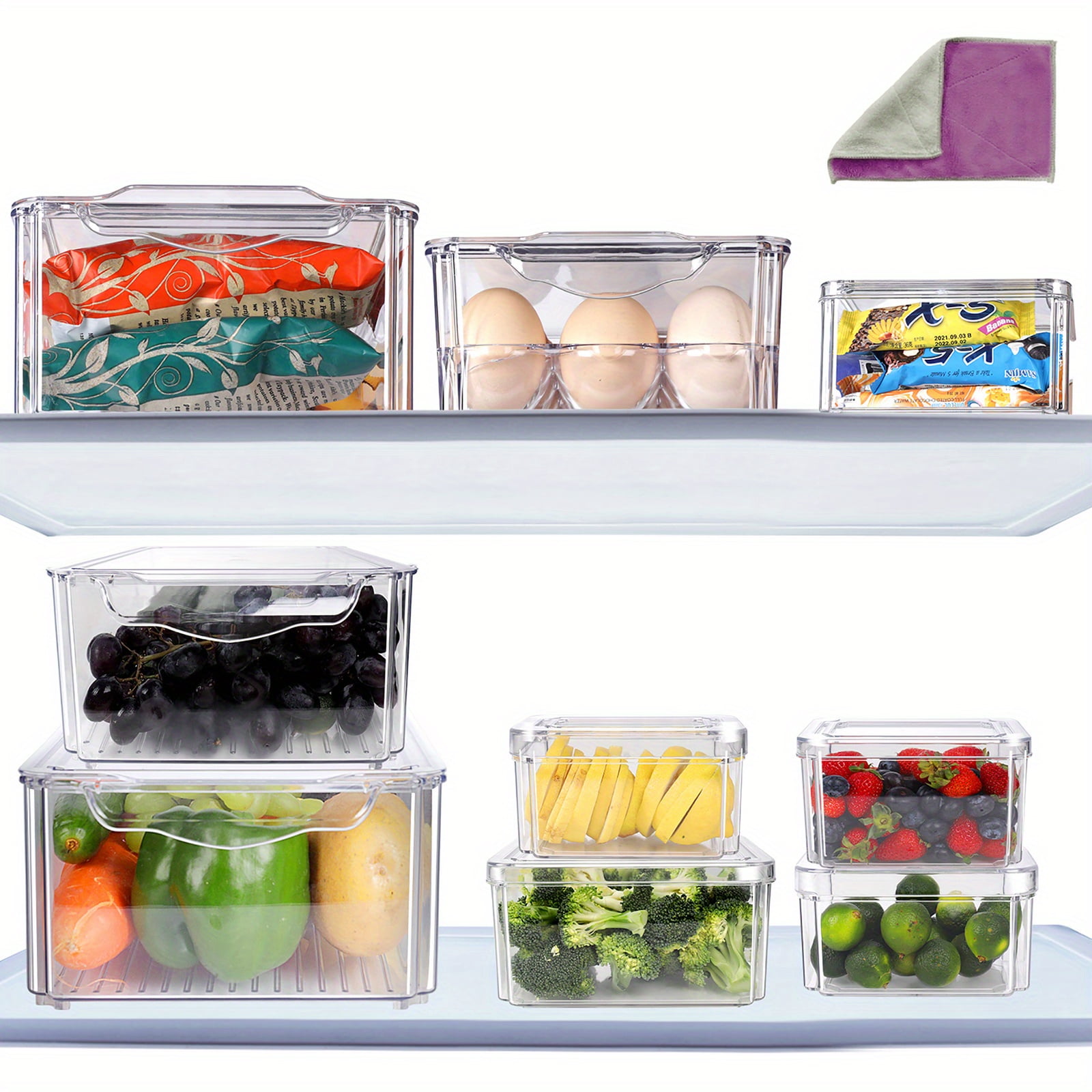 9 Pack Fridge Organizer Bins, Stackable Refrigerator Pantry Organizer ...