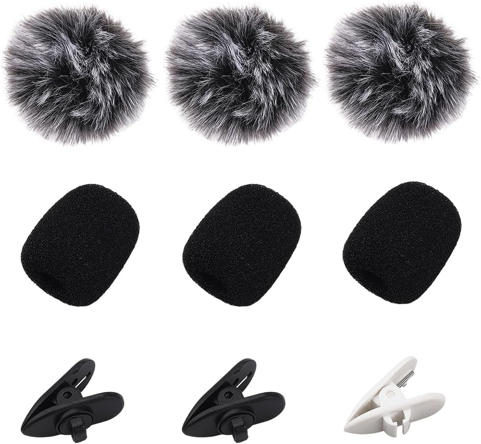 9 Pack Furry Microphone Cover Lavalier Lapel Microphone Kit Small ...