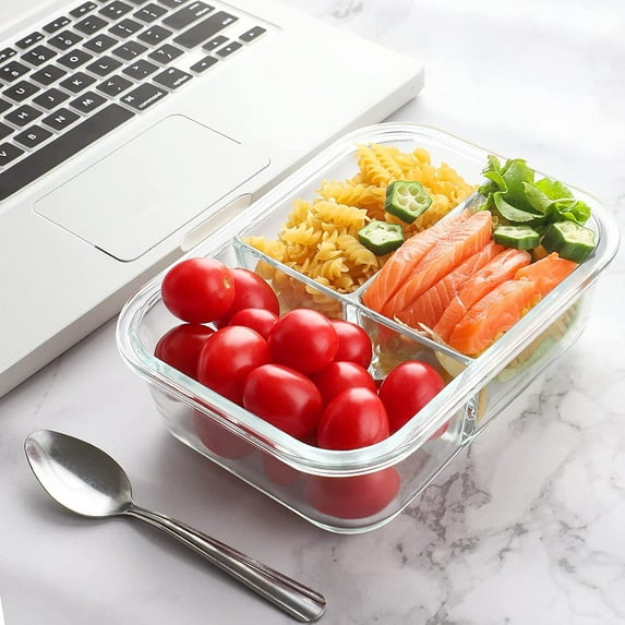 9 Pack Glass Meal Prep Containers - 3, 2 & 1 Compartment Glass Food ...