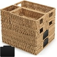 9-Pack Handwoven Paper Rope Storage Baskets with Handles and Labels ...