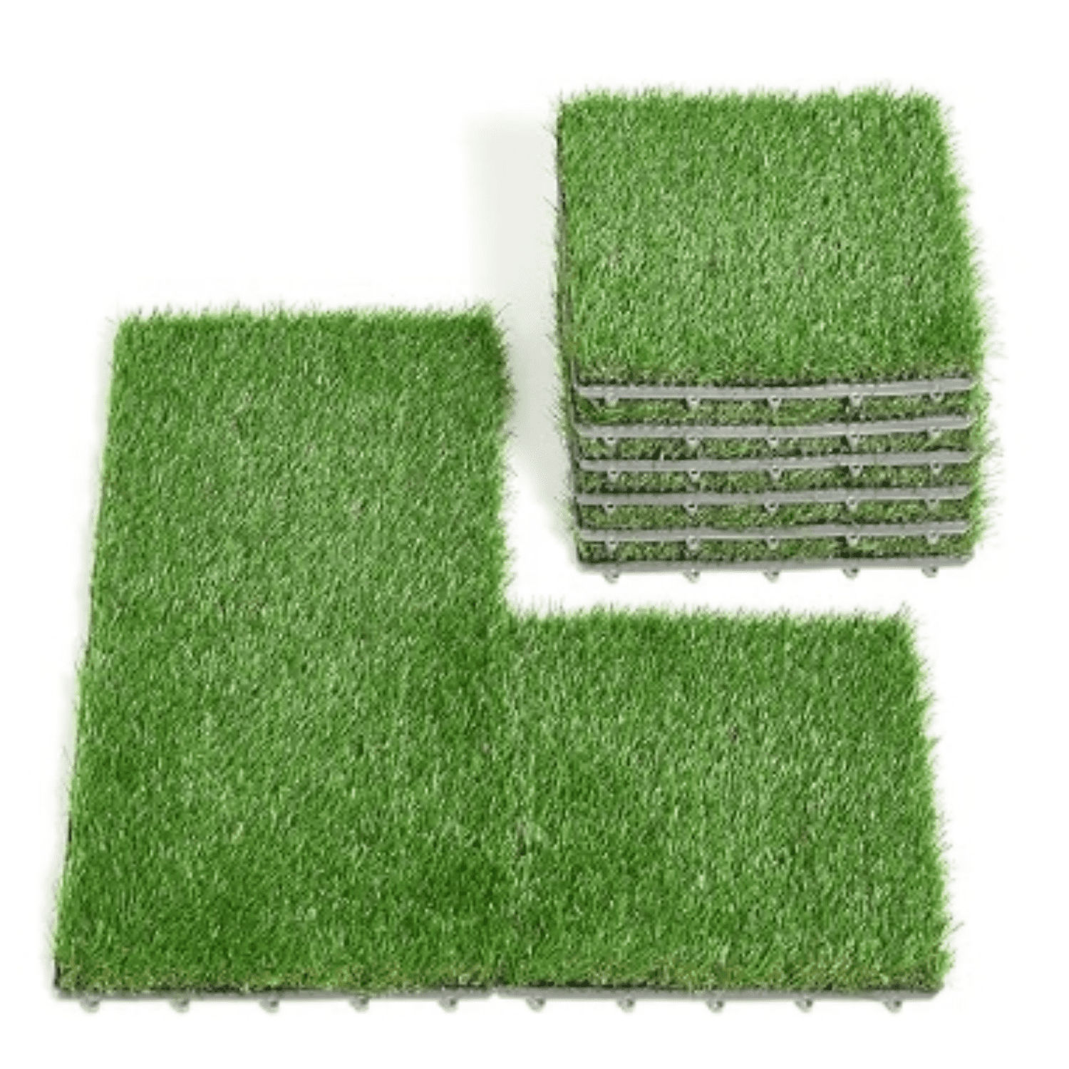 9 Pack Interlocking Artificial Turf Grass Tiles, 12"x12" Outdoor Fake ...