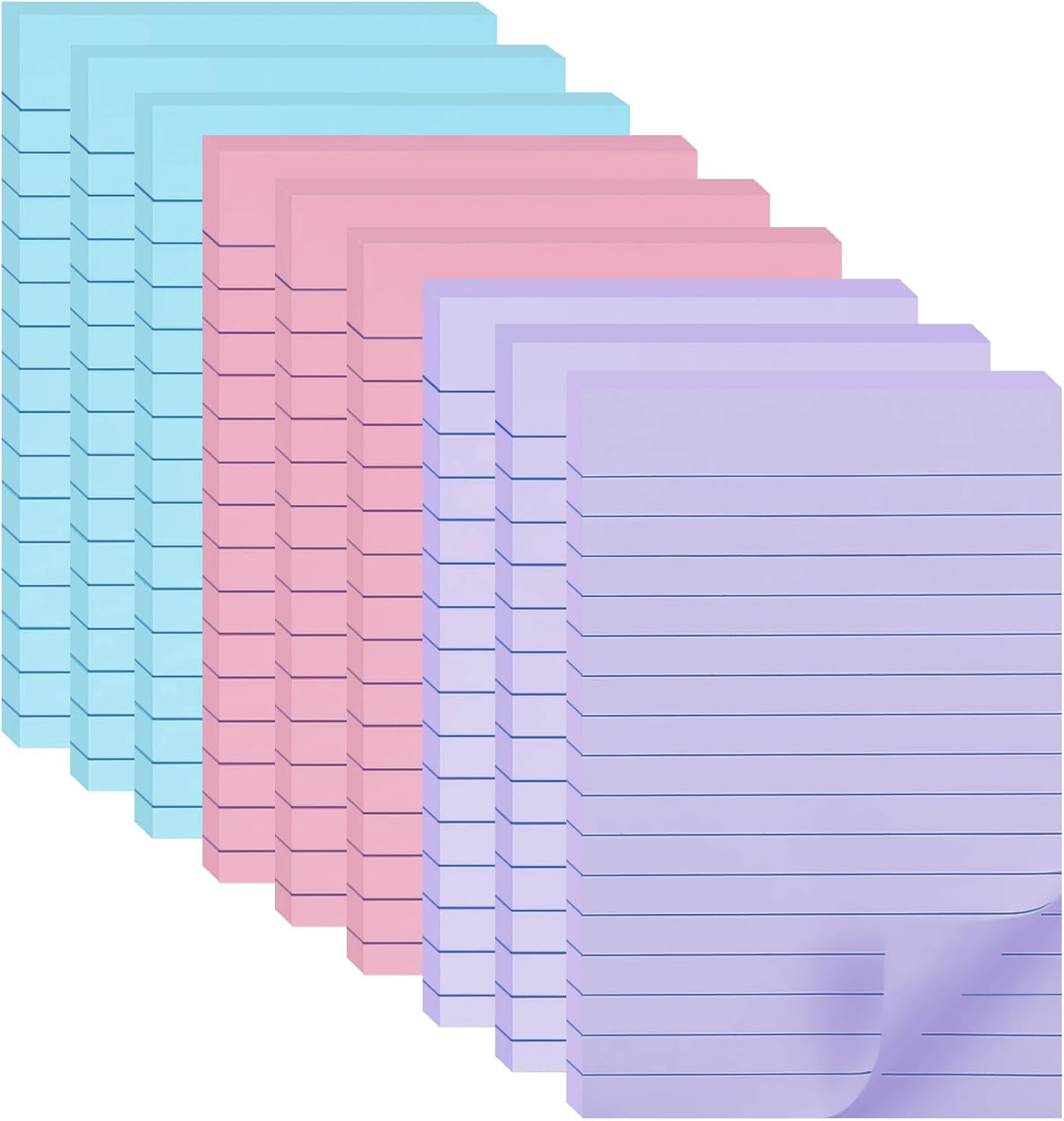 9 Pack Lined Sticky Notes 4X6 in Post Sticky Notes with Lines, Large ...