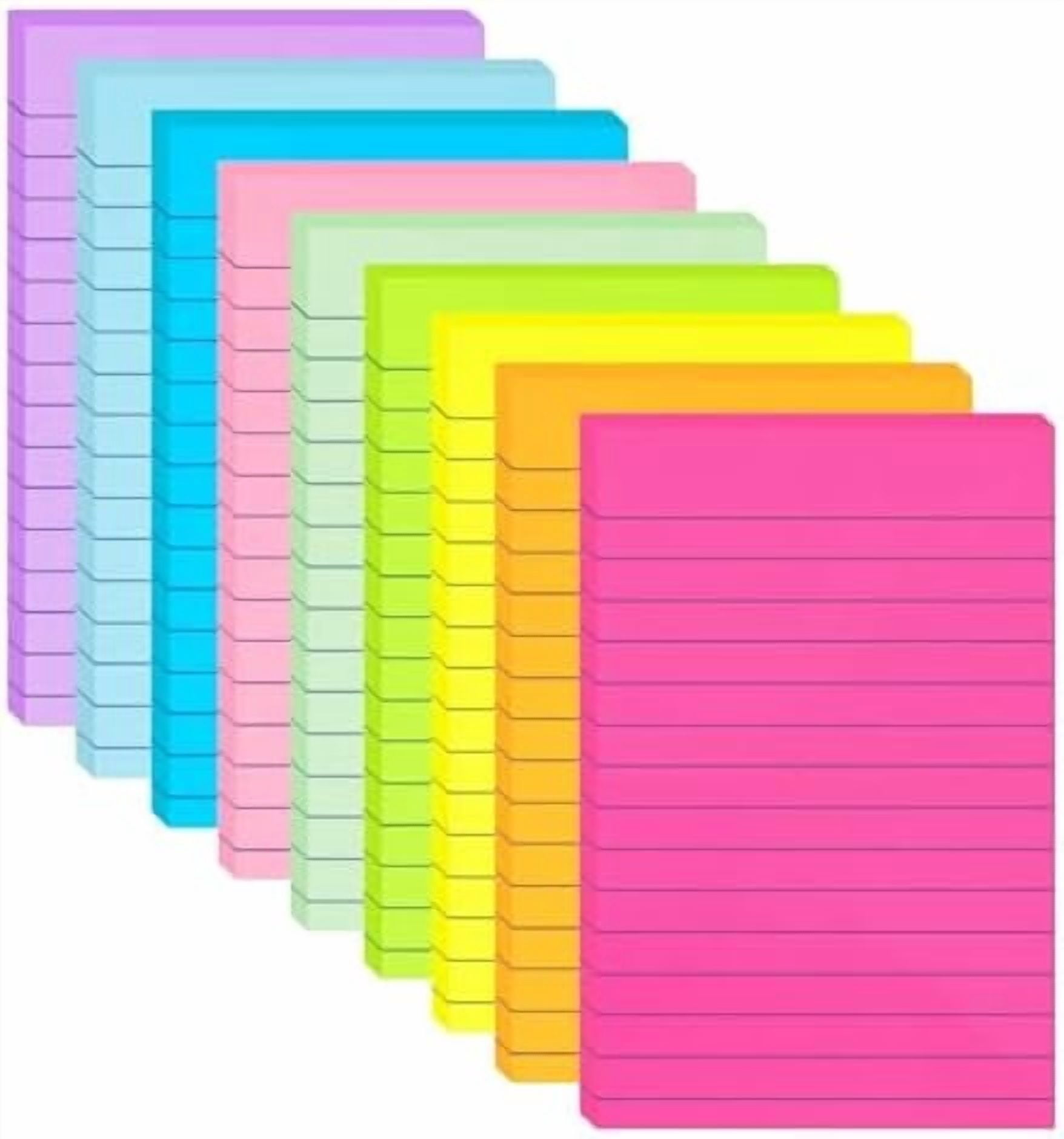 9 Pack Lined Sticky Notes 4x6 in Post Sticky Notes with Lines, 9 Bright ...