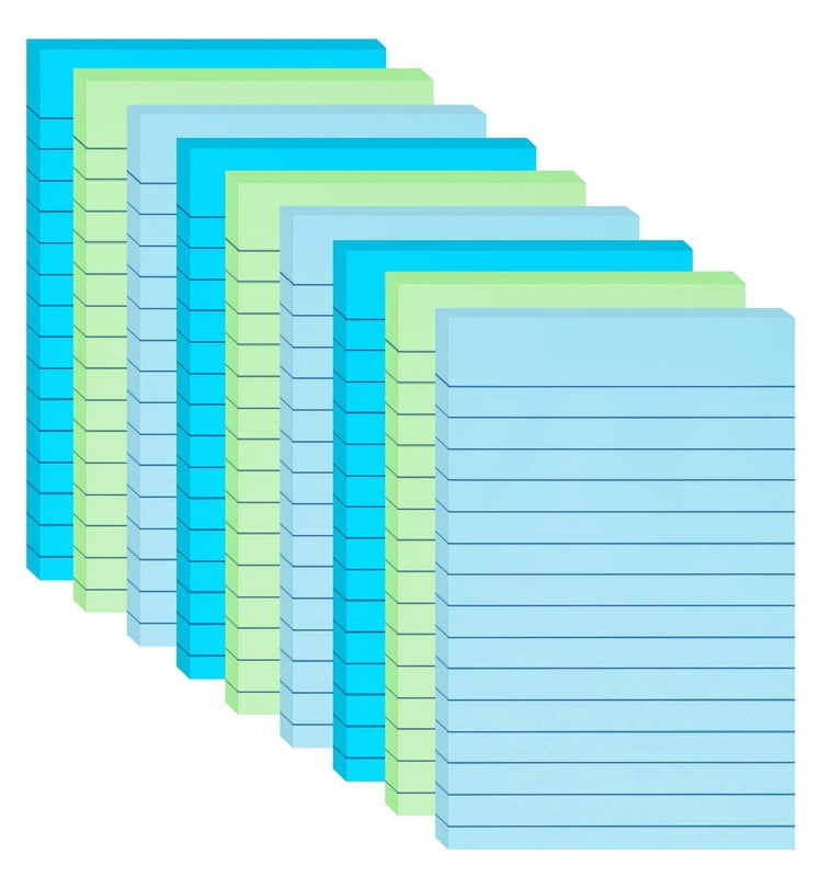 9 Pack Lined Sticky Notes with Lines 4x6 in Post - Walmart.com
