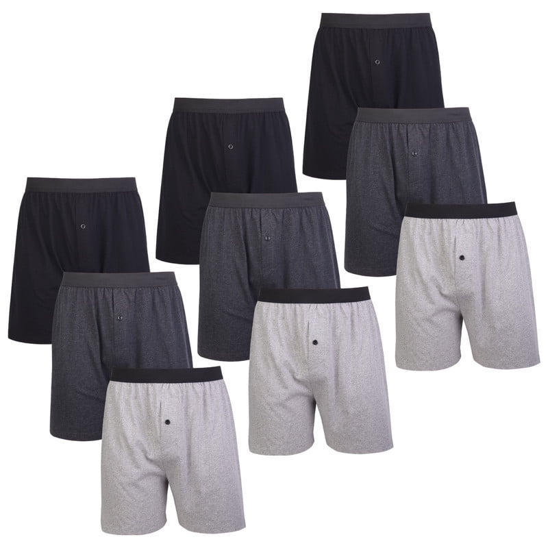 9 Pack Men's Boxer Brief Cotton Loose Fit Solid Color Boxers for Men ...