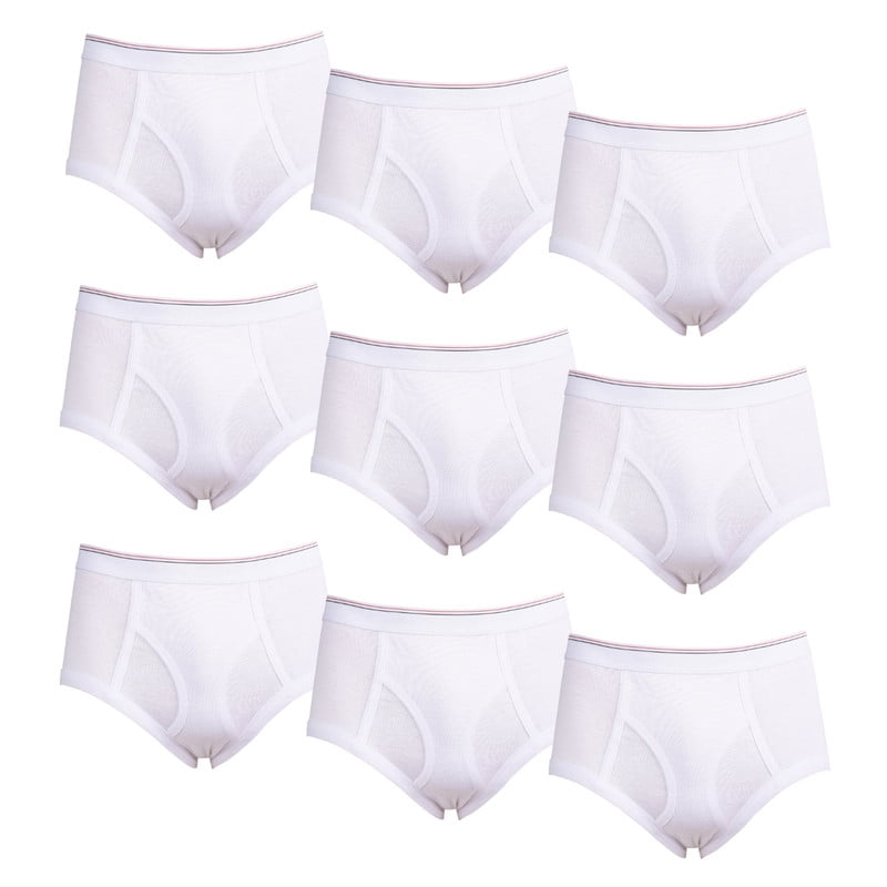 9 Pack Men's Briefs 100% Cotton Tag-Free Classics Elastic Waist ...