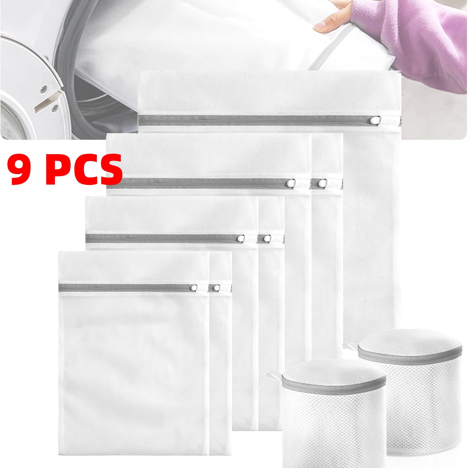 9 Pack Mesh Bra Bags for Laundry , White Lingerie Bags for Washing ...