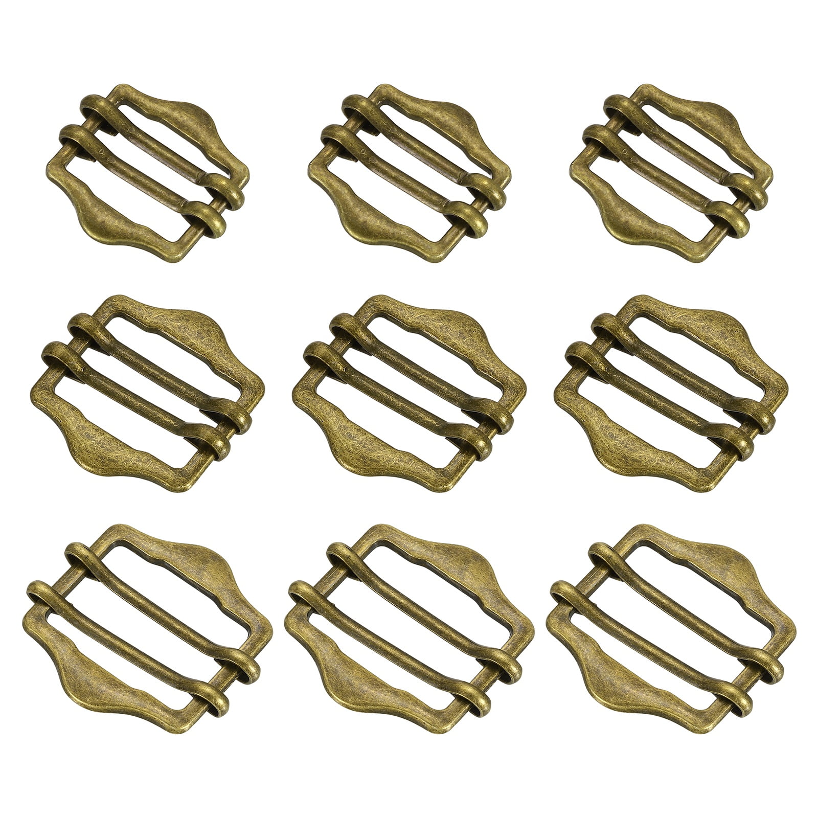 9 Pack Metal Slide Buckles, 3 Sizes Double-Pin Webbing Strap Roller ...