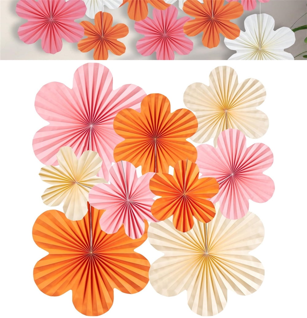 9 Pack Multicolor Paper Fans Decorations,Flower Pattern Paper Fans ...