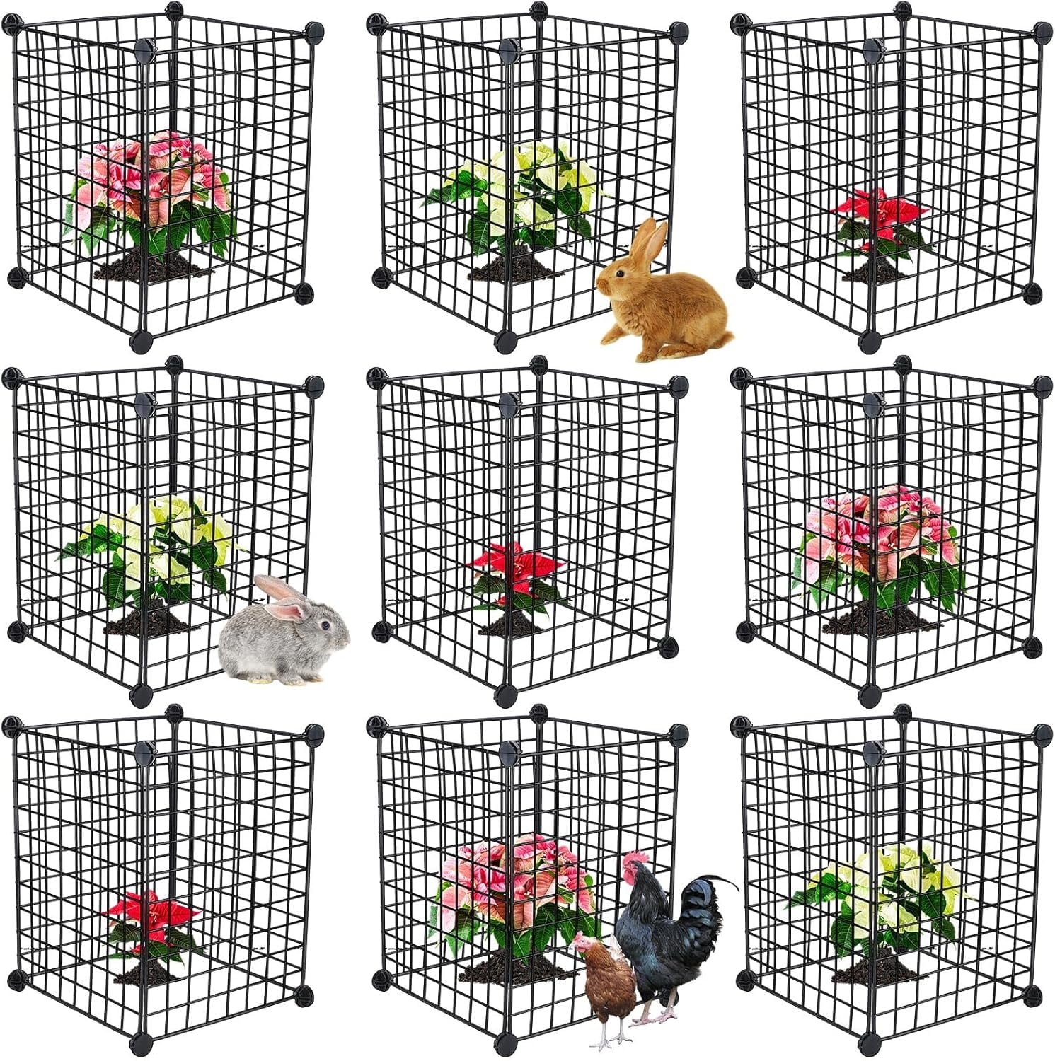 9 Pack Plant Protectors from Animals 36 Sheet Metal Mesh Wire Cloche ...
