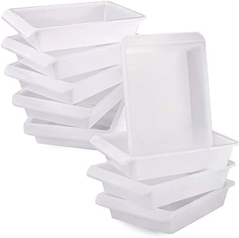 9 Pack Plastic Art Tray for Classroom, White Craft Trays for Kids ...